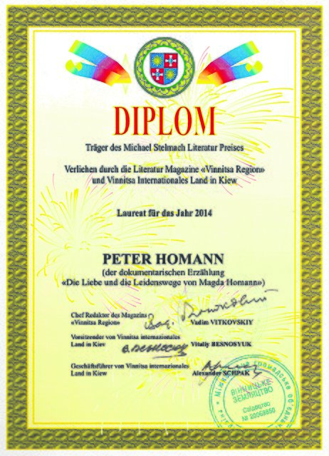 Diplom für die "Leidenswege": Peter Homann erhielt für Buch über ...
