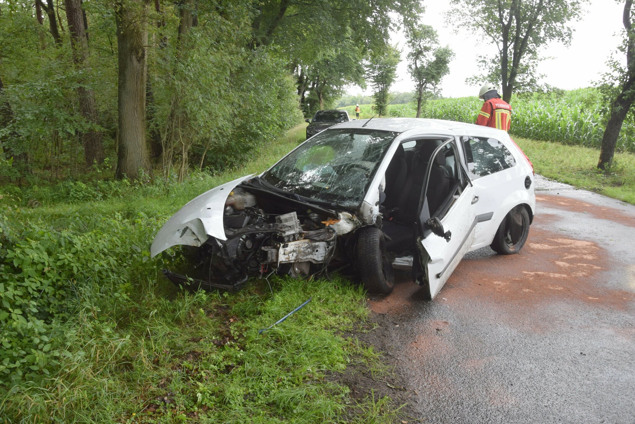 Unfall bei Wohlerst: Fiesta-Fahrer (21) prallt mit seinem Auto gegen einen Baum - Harsefeld