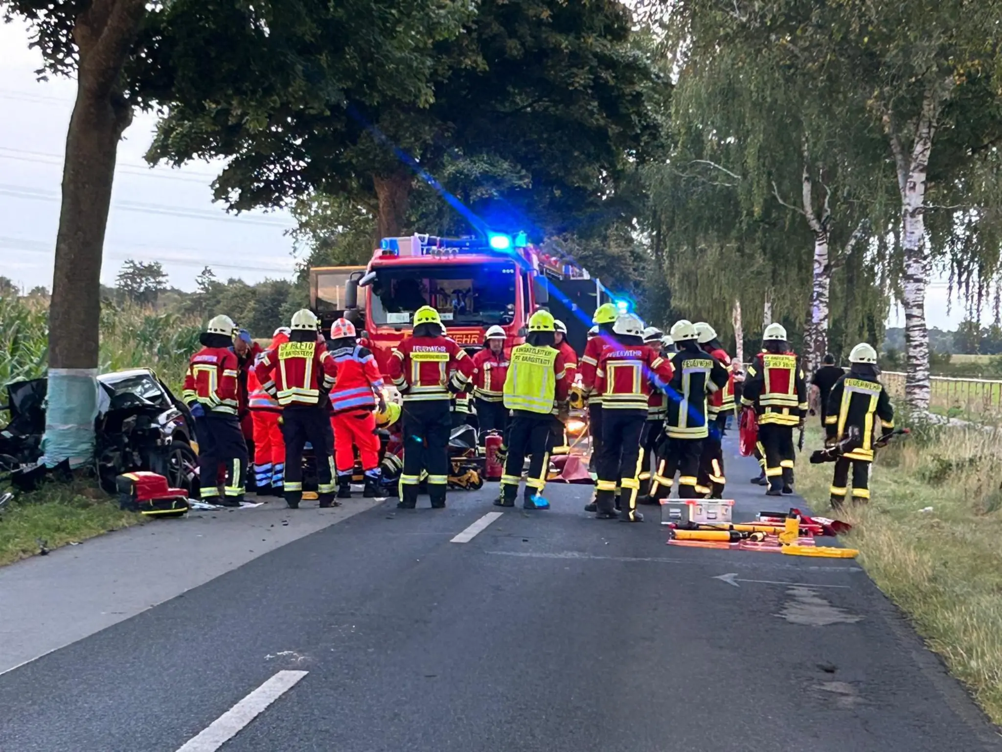 18-jähriger prallt gegen Baum: Fahranfänger bei Unfall in Brest schwer verletzt - Harsefeld