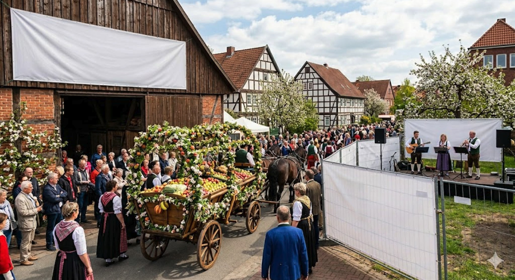 Vom Erntedank zum Blickfang: Werbebanner prägen Feste im Alten Land - Jork